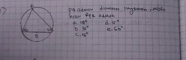 Pada gambar di samping panjang diameter | StudyX