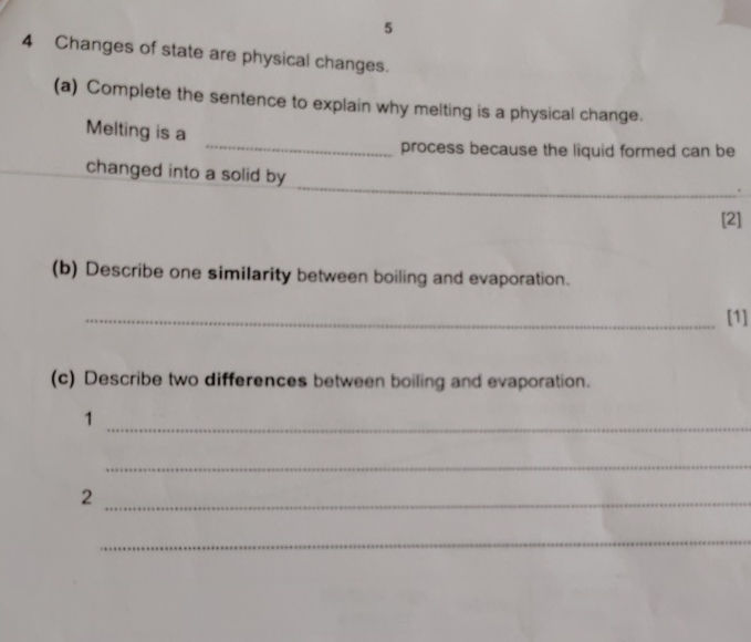 4 Changes of state are physical changes (a) | StudyX