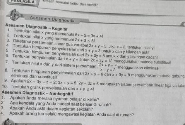 Asesmen Diagnostik - Kognitif 1 Tentukan | StudyX