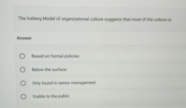 The Iceberg Model of organizational culture | StudyX