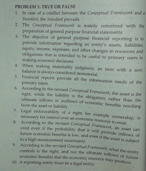 PROBLEM 1 TRUE OR FALSE 1 In case of a | StudyX