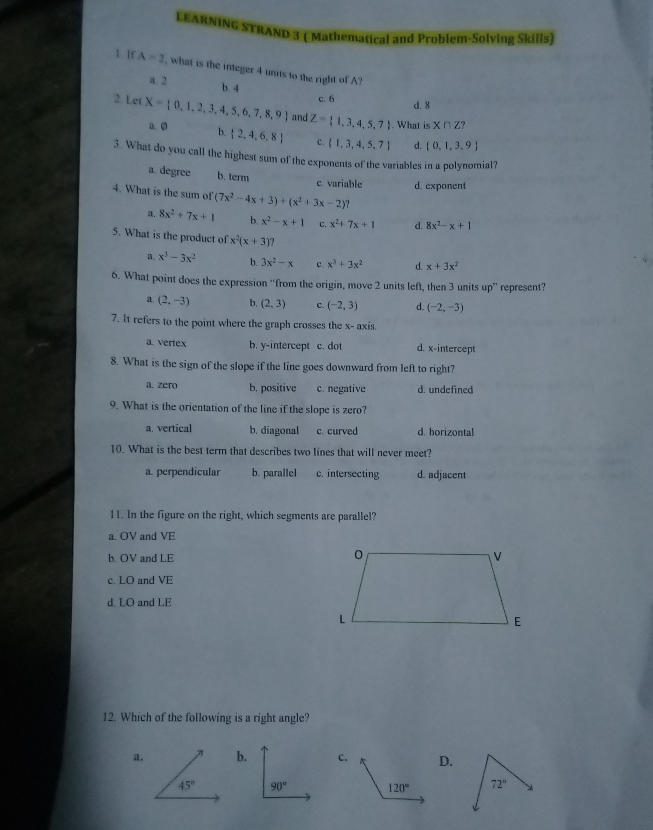 LEARNING STRAND 3 (Mathematical and | StudyX