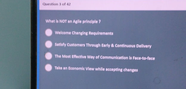 Question 3 of 42 What is NOT an Agile | StudyX