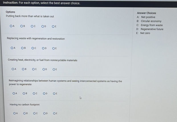 Instruction For each option select the best | StudyX