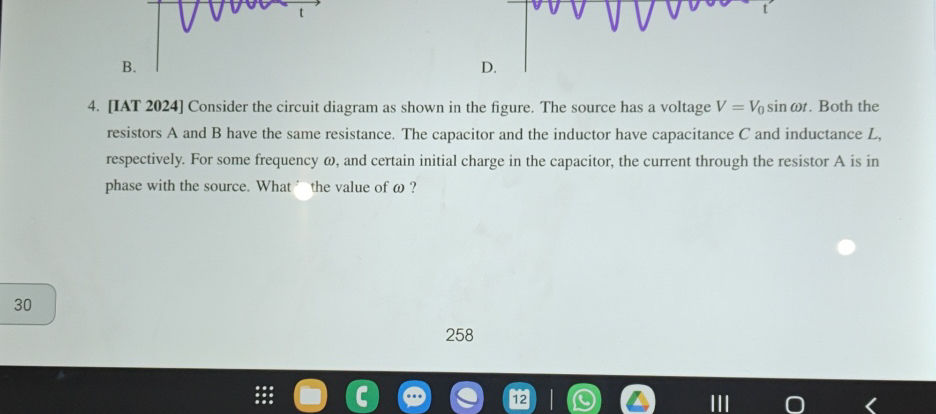 IAT 2024 Consider the circuit diagram as