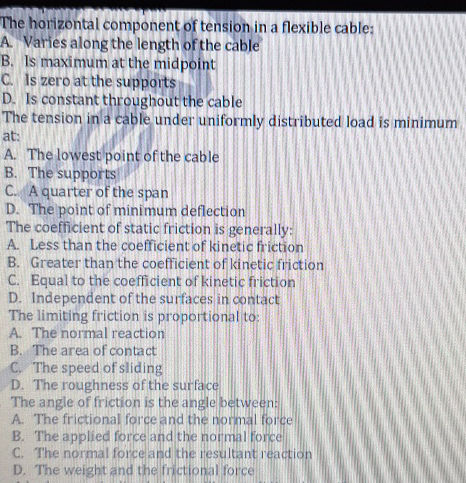 The horizontal component of tension in a | StudyX