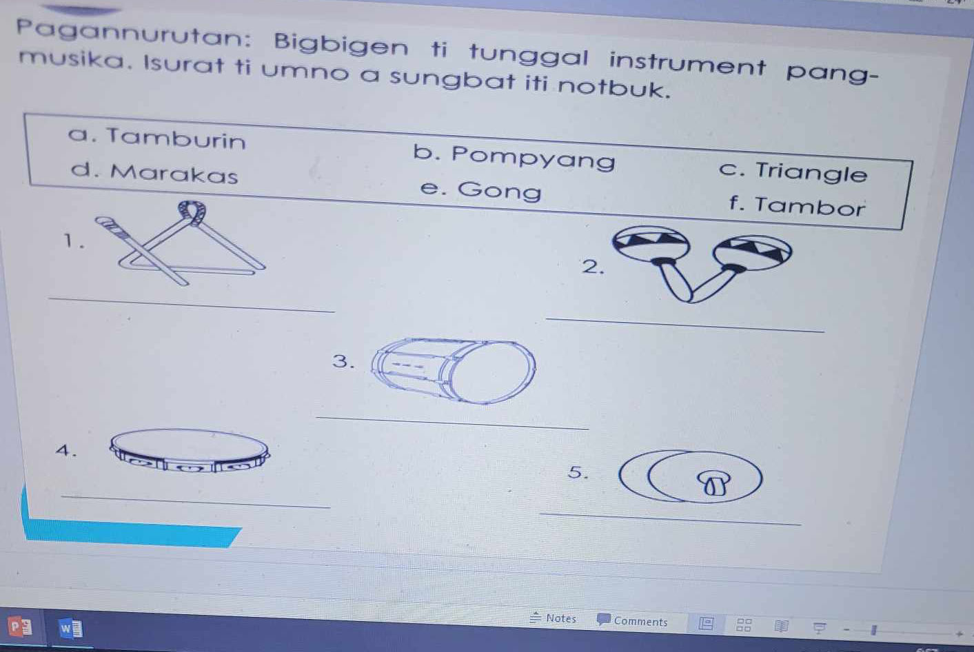 Pagannurutan Bigbigen ti tunggal instrument | StudyX