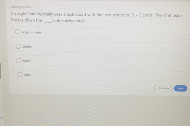 Question 23 of 50 An agile team typically | StudyX