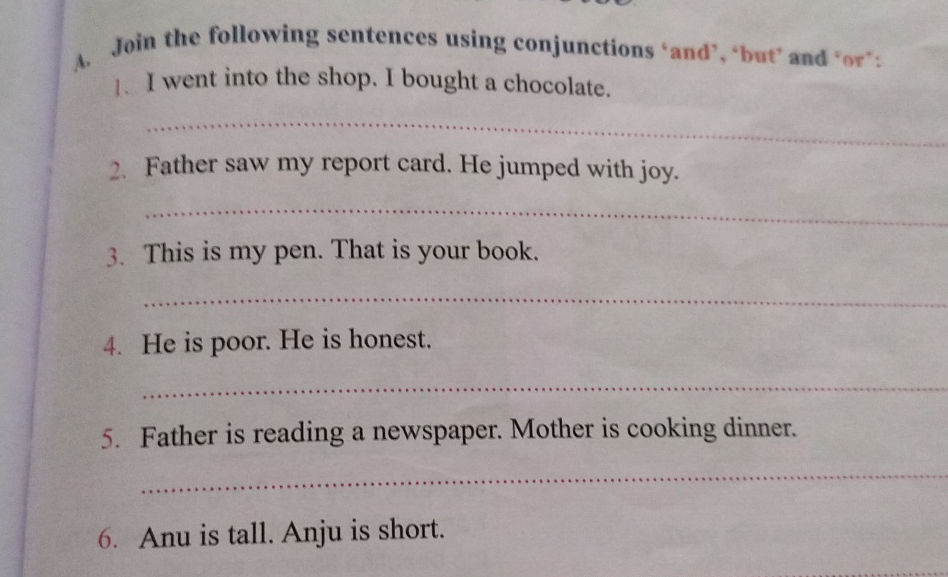 A Join the following sentences using | StudyX