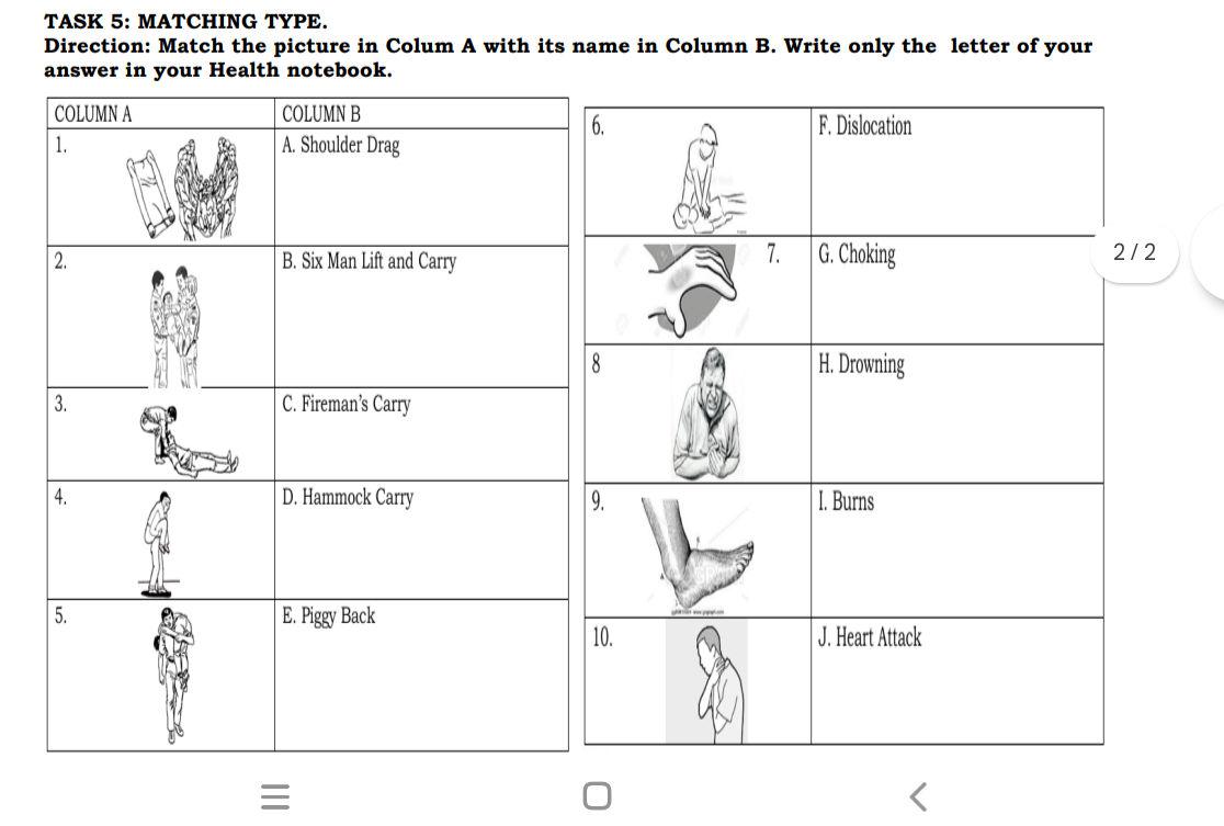 TASK 5 MATCHING TYPE Direction Match the | StudyX