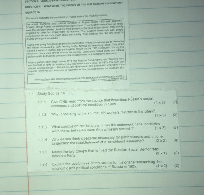 SECTION A SOURCE-BASED QUESTIONS QUESTION 1 | StudyX