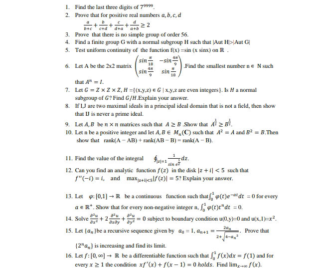 1 Find the last three digits of 79999 2 | StudyX