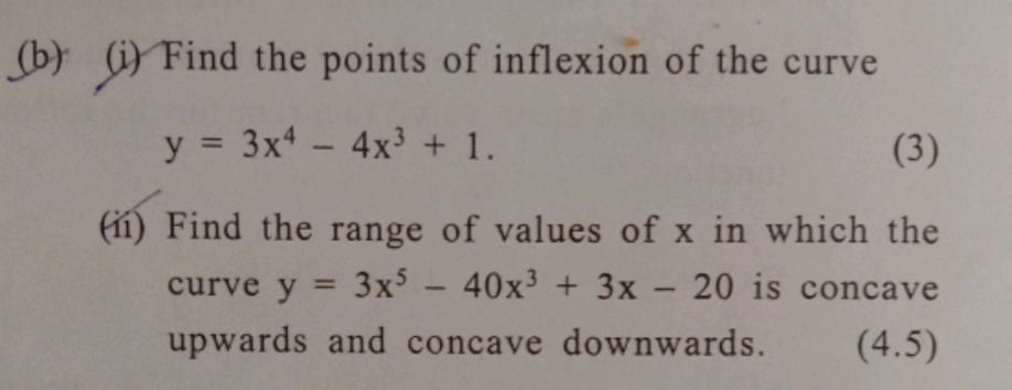 (b) (i) Find the points of inflexion of the | StudyX