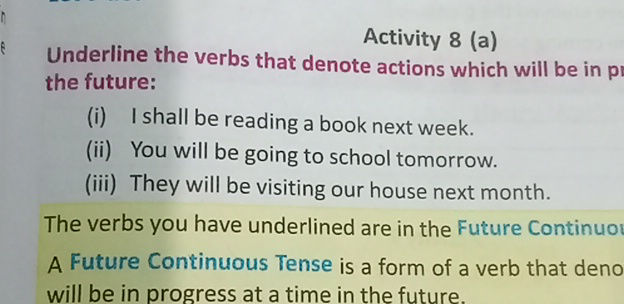 Activity 8 (a) Underline the verbs that | StudyX