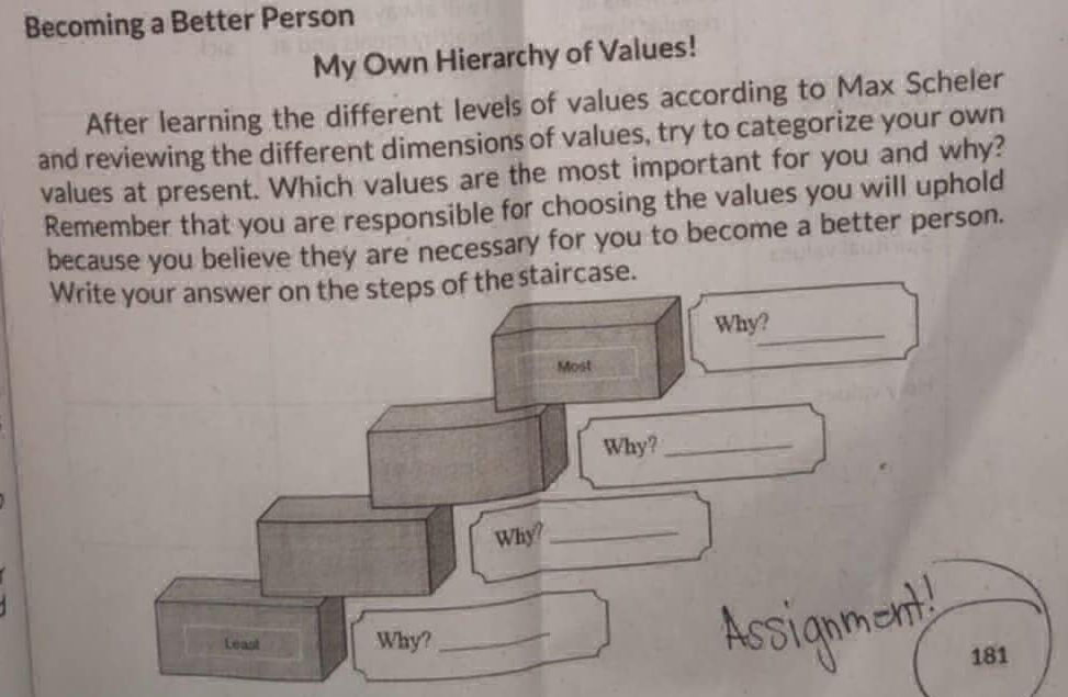 Becoming a Better Person My Own Hierarchy of | StudyX