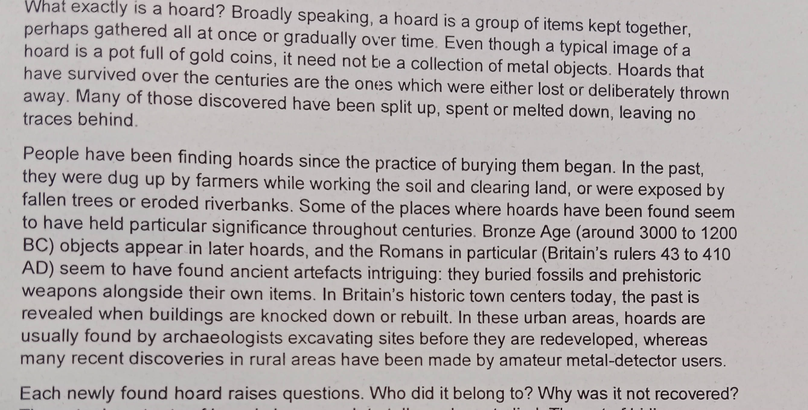 What exactly is a hoard Broadly speaking a