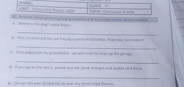 Q1 Rewrite these sentences using commas and | StudyX