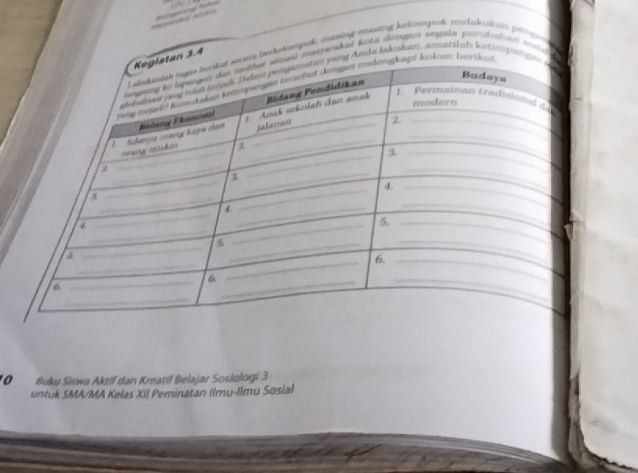 Kegiatan 34 Lengkapi tabel berikut ini | StudyX