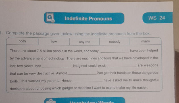 1 Complete the passage given below using the | StudyX
