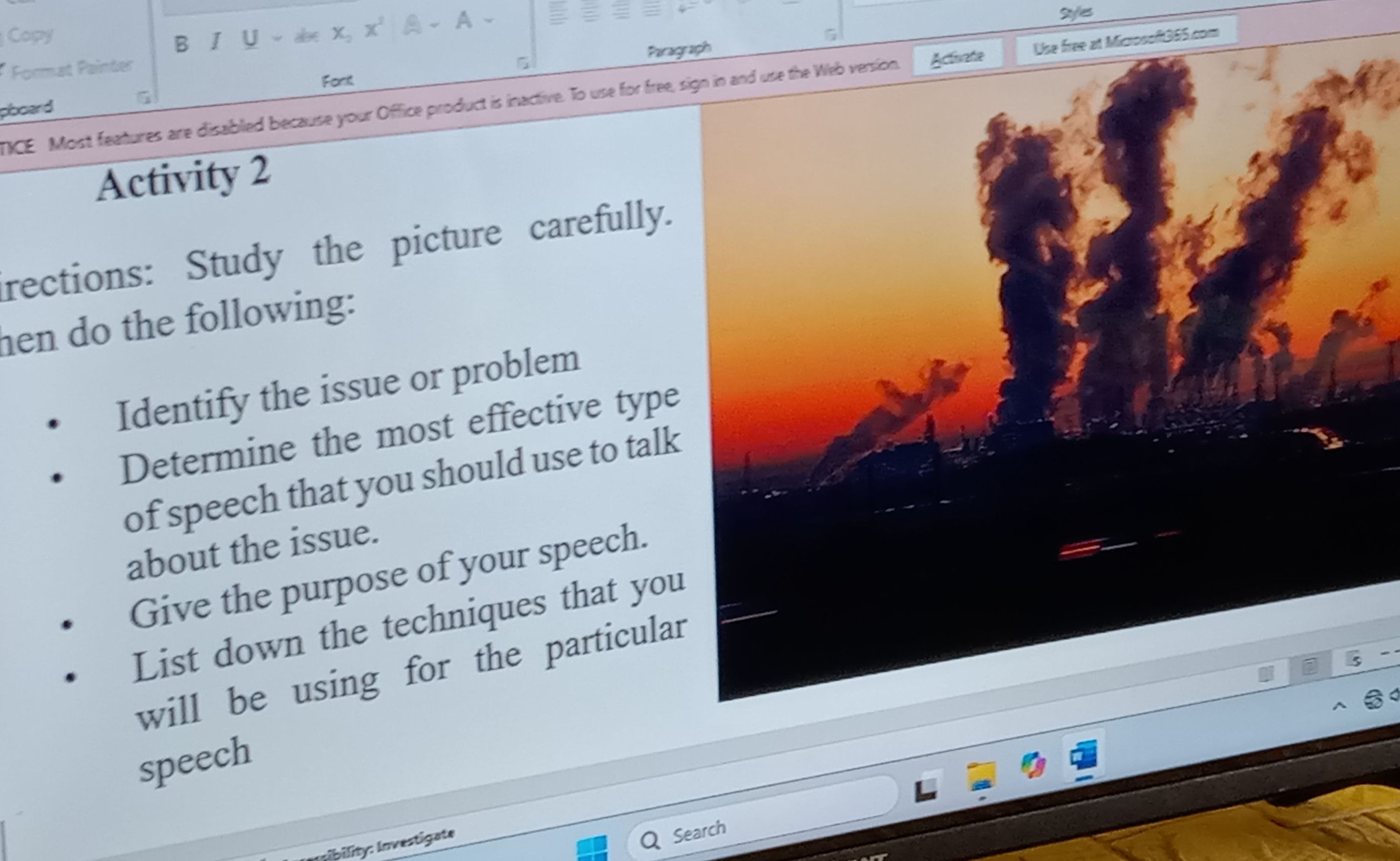 Activity 2 directions Study the picture | StudyX