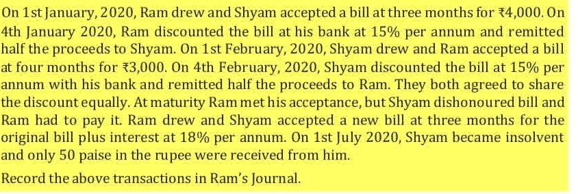 On 1st January 2020 Ram drew and Shyam | StudyX