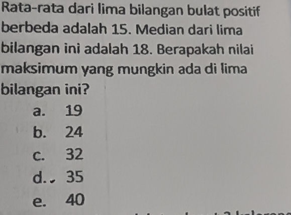 Rata-rata dari lima bilangan bulat positif | StudyX