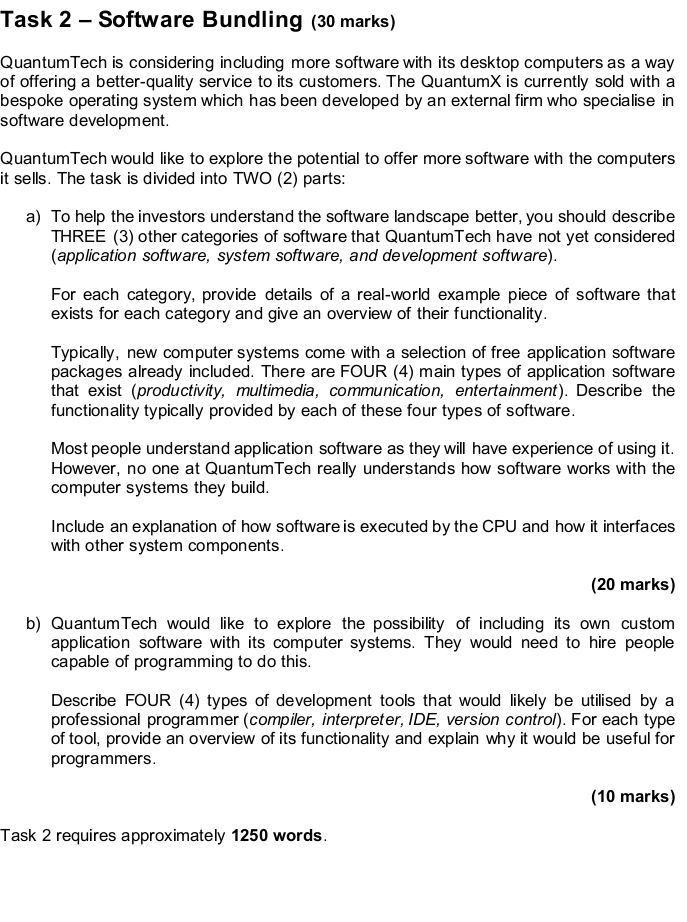 Task 2 - Software Bundling (30 marks) | StudyX
