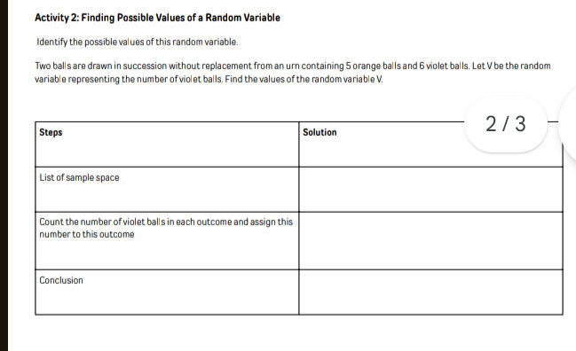 Activity 2 Finding Possible Values of a | StudyX