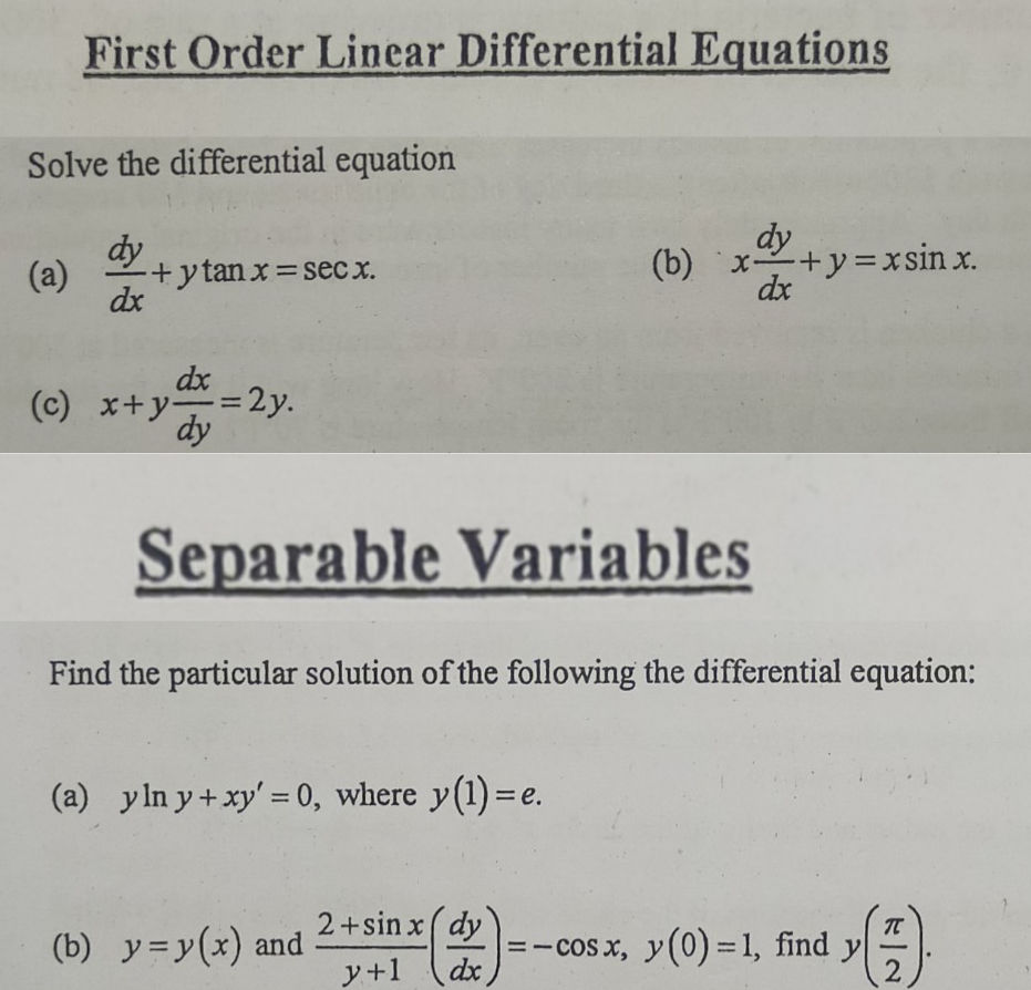 First Order Linear Differential Equations | StudyX