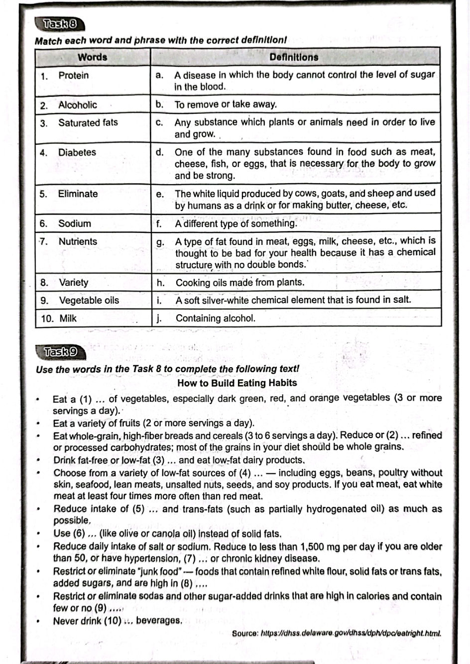 Task 8 Match each word and phrase with the | StudyX