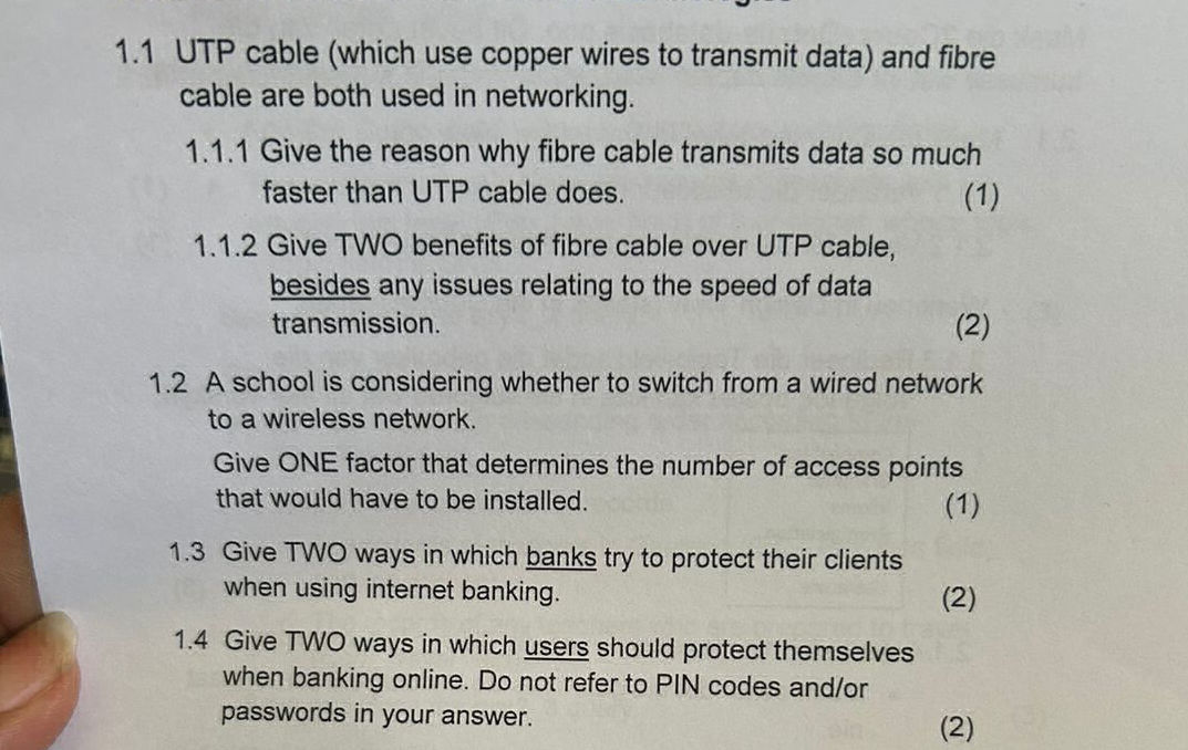 11 UTP cable (which use copper wires to | StudyX