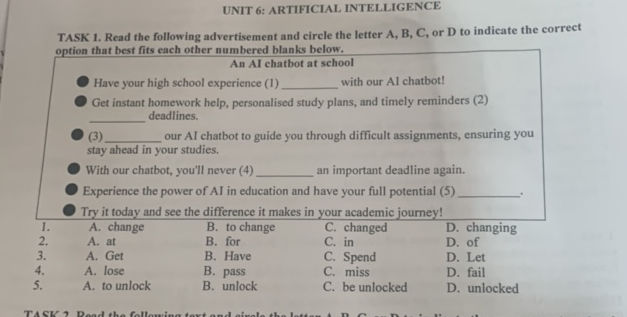 TASK 1 Read the following advertisement and | StudyX