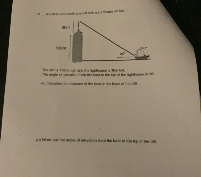 16 A boat is approaching a cliff with a | StudyX