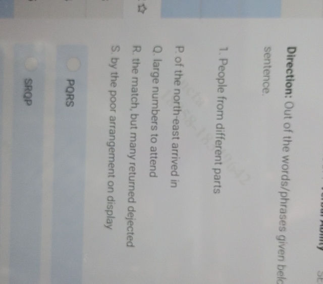 Direction Out of the words/phrases given | StudyX