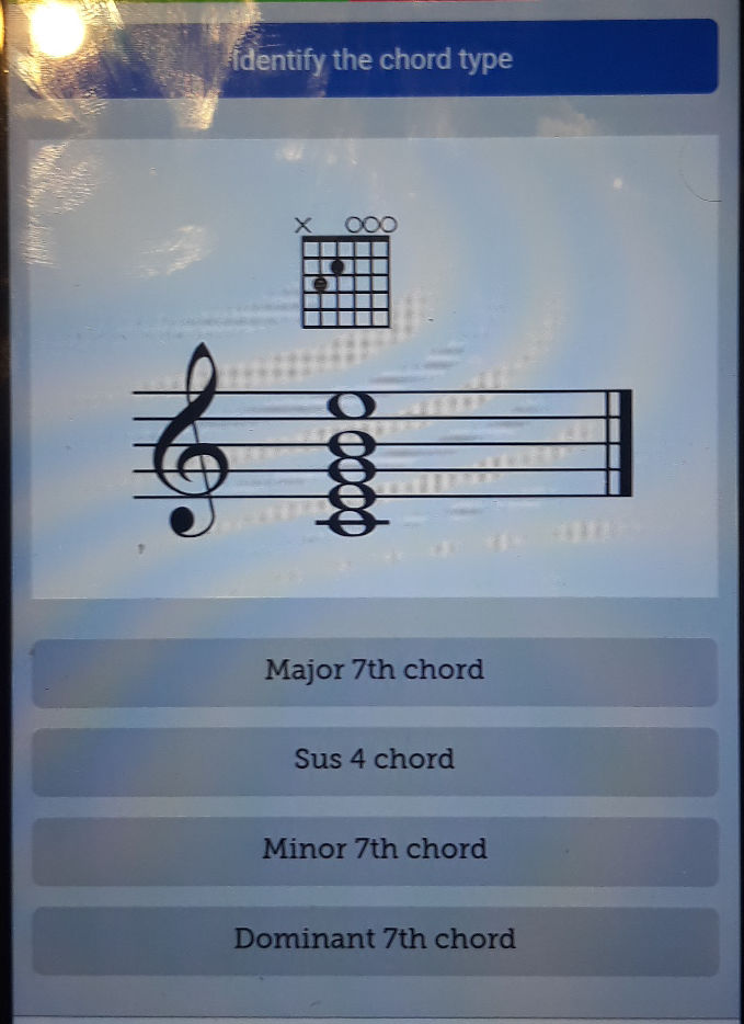 Identify the chord type X 0 0 0 (image of | StudyX
