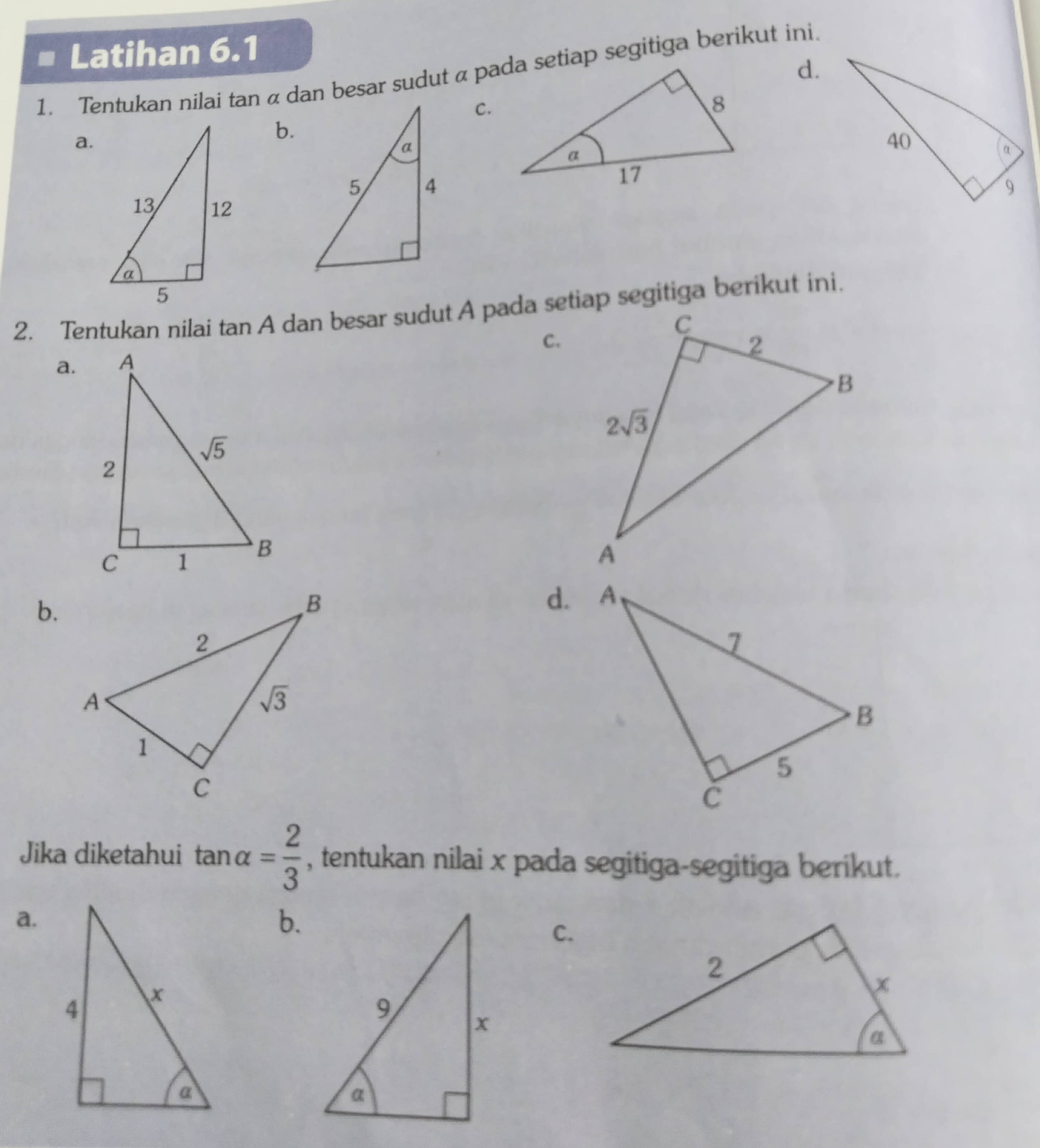Latihan 61 1 Tentukan nilai tan dan besar | StudyX