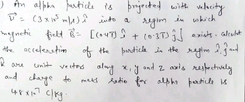 An alpha particle is projected with velocity