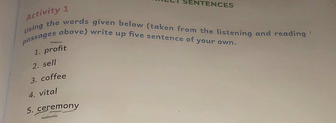 Activity 1 Using the words given below | StudyX