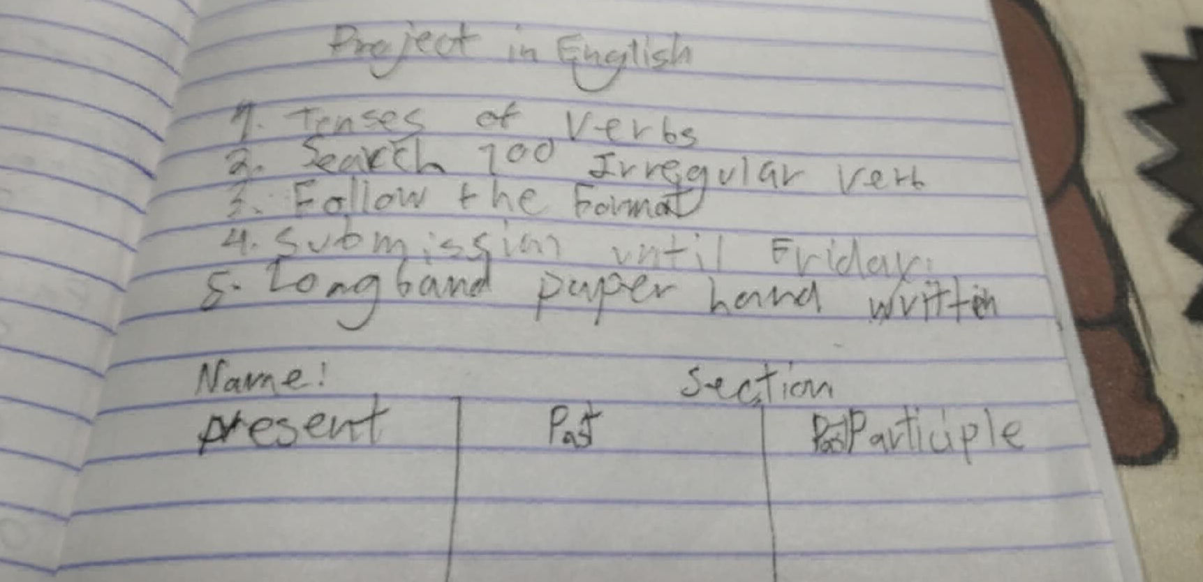 Project in English 1 Tenses of Verbs 2 | StudyX