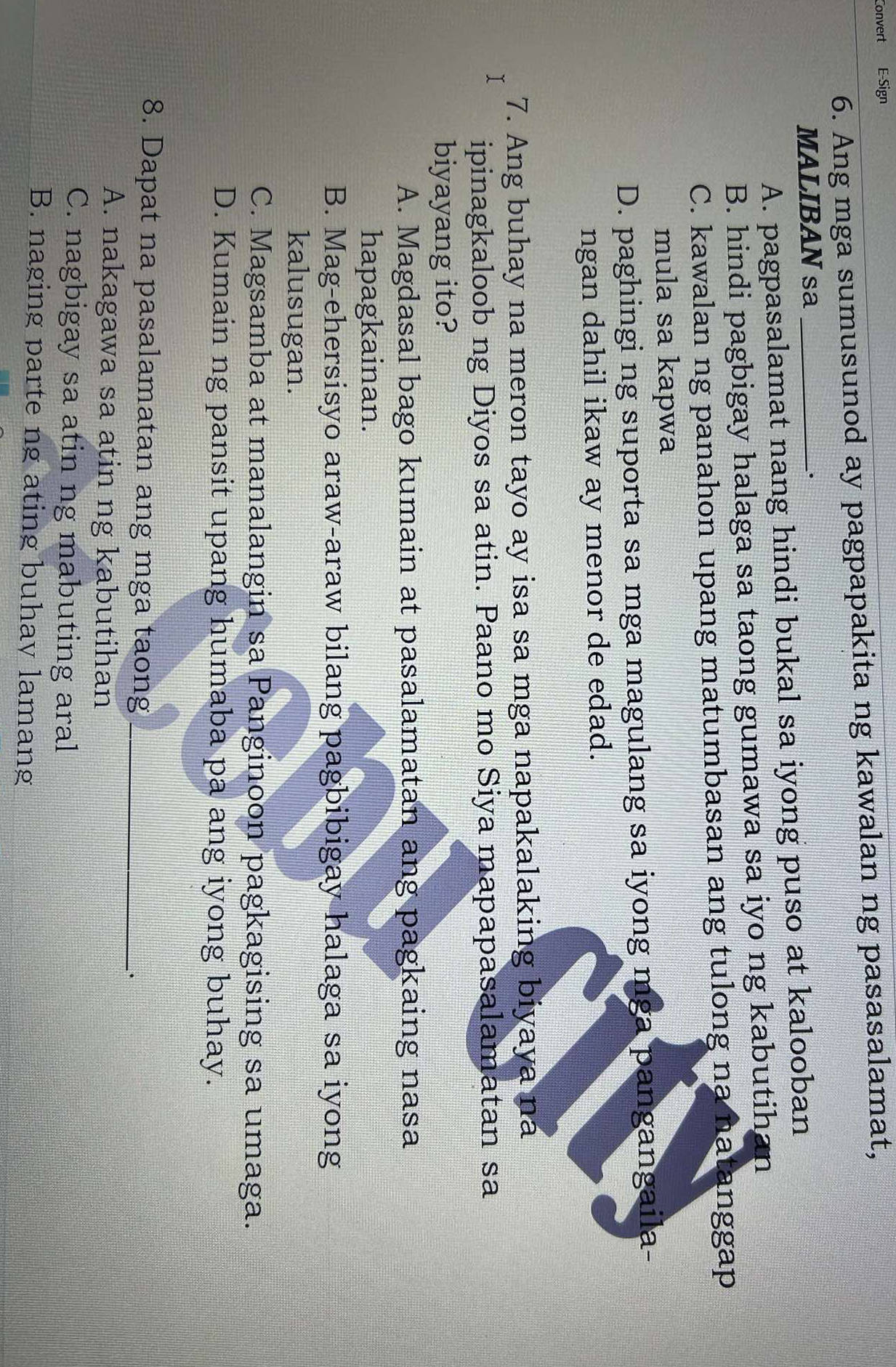 6 Ang mga sumusunod ay pagpapakita ng | StudyX