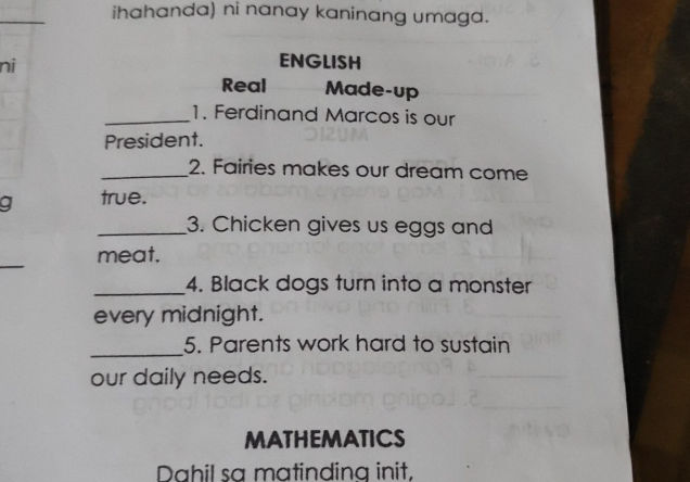 ENGLISH Real Made-up 1 Ferdinand Marcos is | StudyX