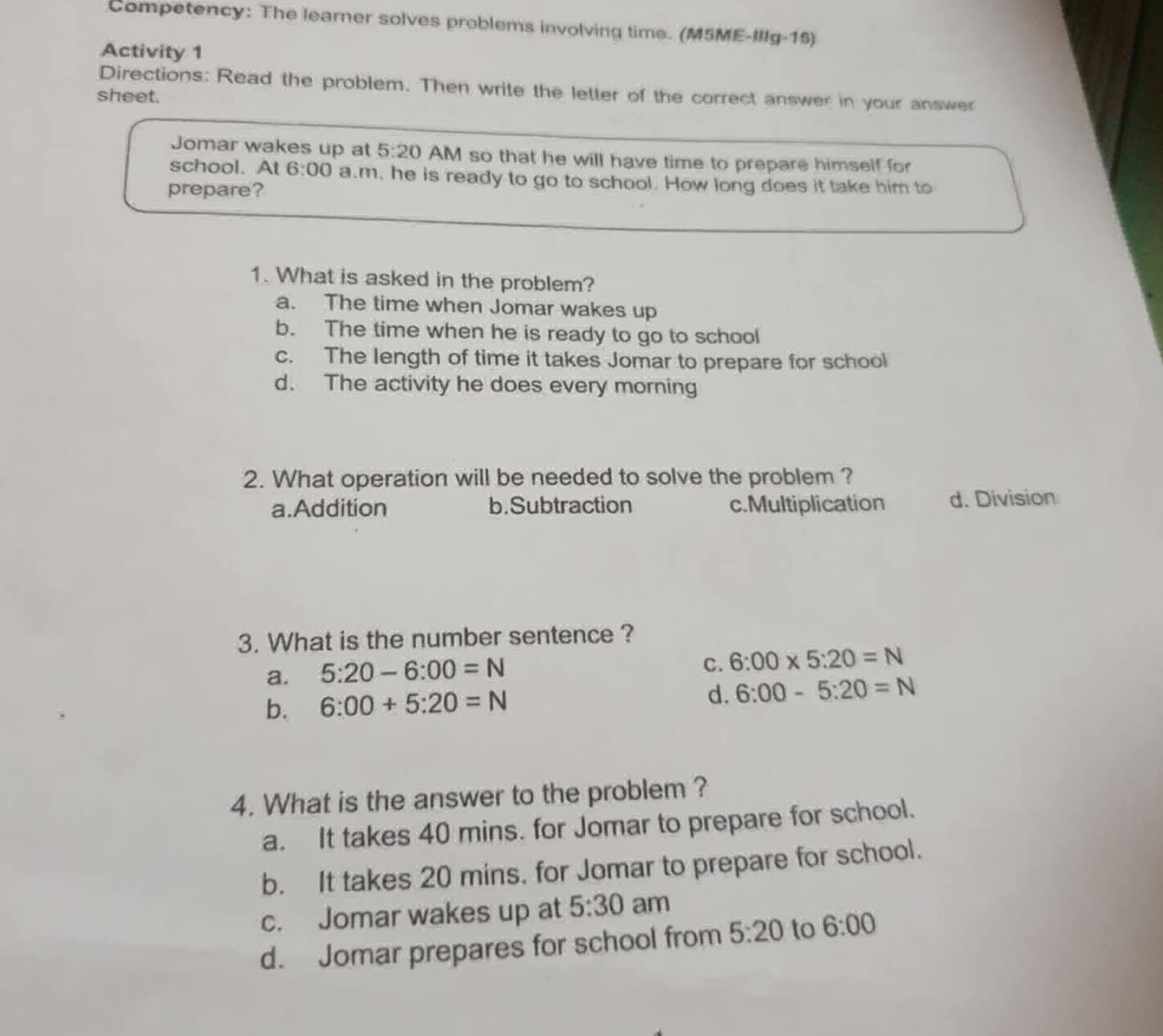 Competency The learner solves problems | StudyX