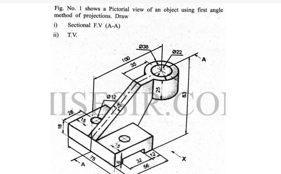 Fig No 1 shows a Pictorial view of an object