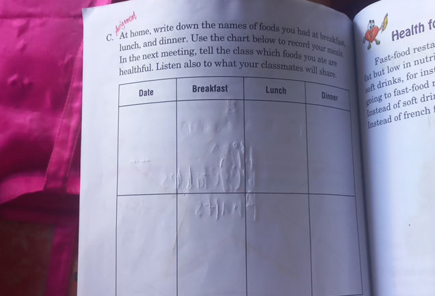 C At home write down the names of foods you | StudyX