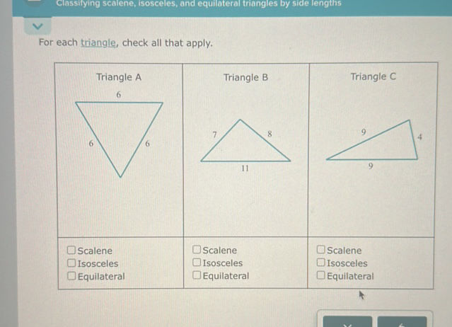 Classifying scalene isosceles and | StudyX