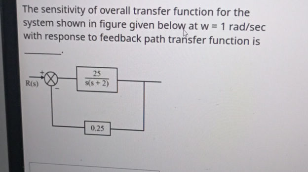 The sensitivity of overall transfer function | StudyX