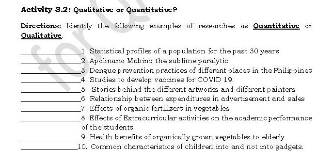 Activity 32 Qualitative or Quantitative | StudyX