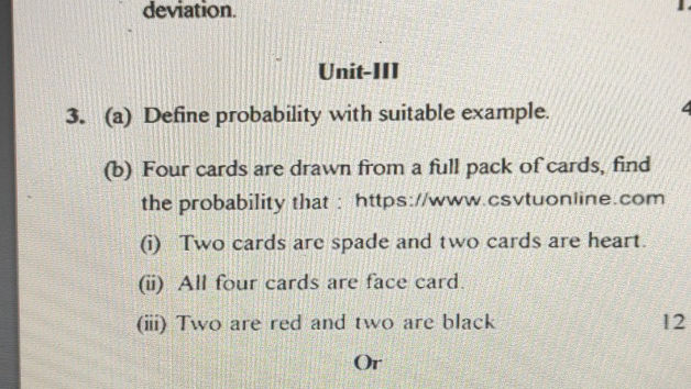 3 (a) Define probability with suitable | StudyX