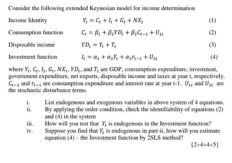 Consider the following extended Keynesian | StudyX
