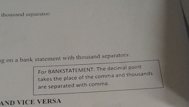 thousand separatorg on a bank statement with | StudyX